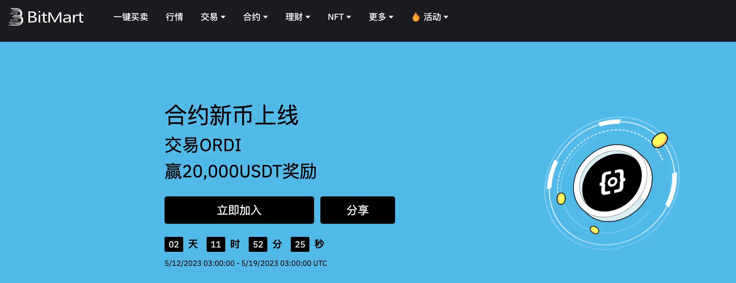 BitMart合约新币上线：交易 ORDI，赢20,000 USDT 奖励_MarsBit